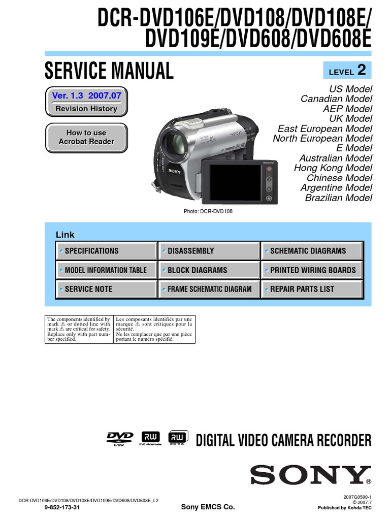 Service Manual: Digital Video Camera Recorder | PDF | Soldering | Usb ...