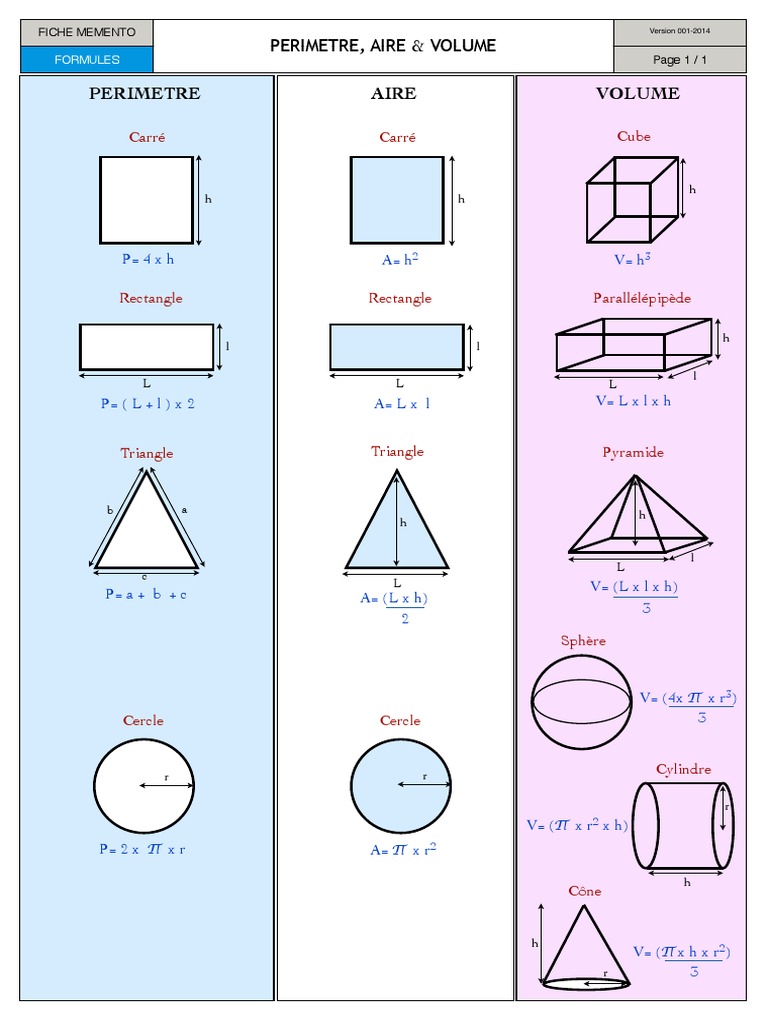 Perimetre Aire Volume | PDF | Formes géométriques | Géométrie euclidienne