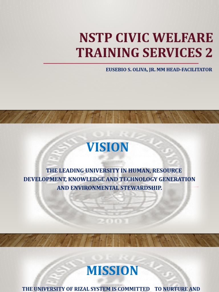 NSTP Civic Welfare Training Services 2: Eusebio S. Oliva, Jr. MM Head ...