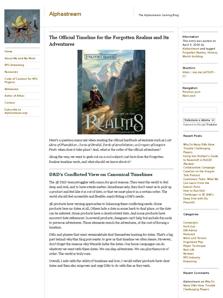 Official Forgotten Realms Timeline | PDF | Forgotten Realms | Elf ...