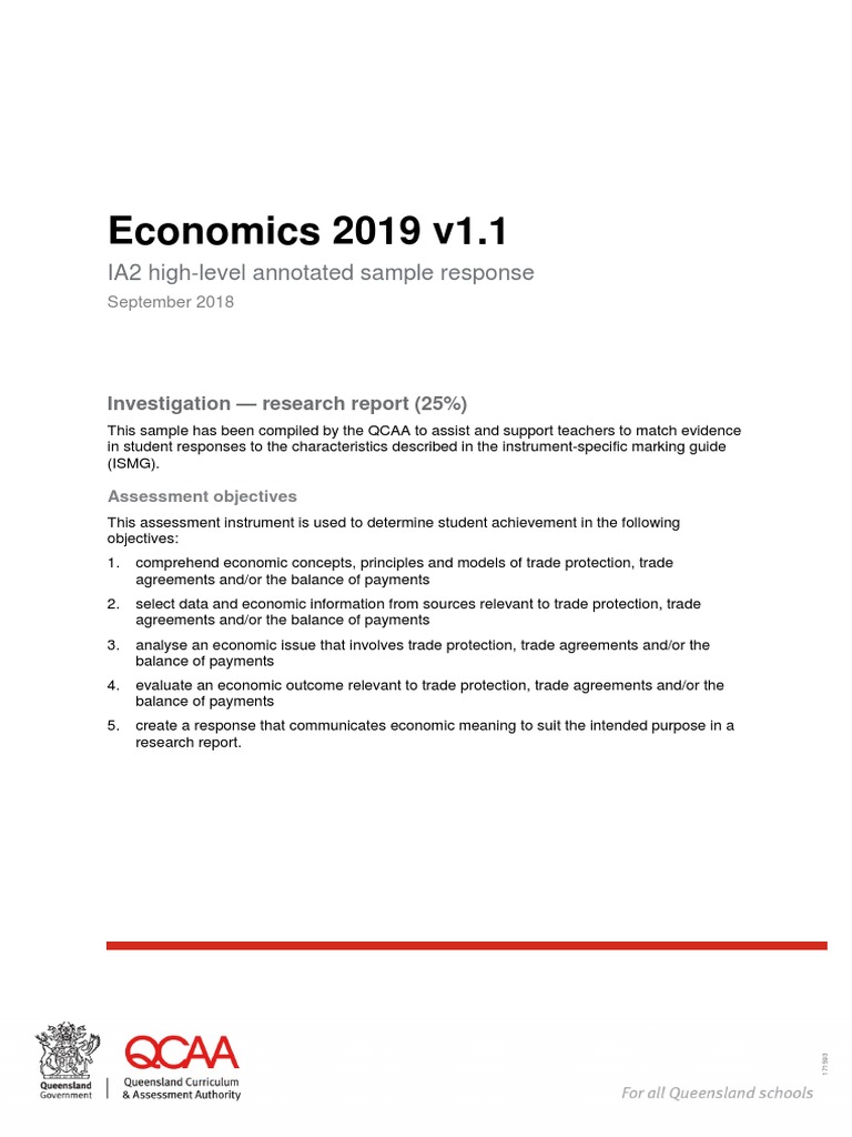 Economics 2019 v1.1: IA2 High-Level Annotated Sample Response | PDF ...