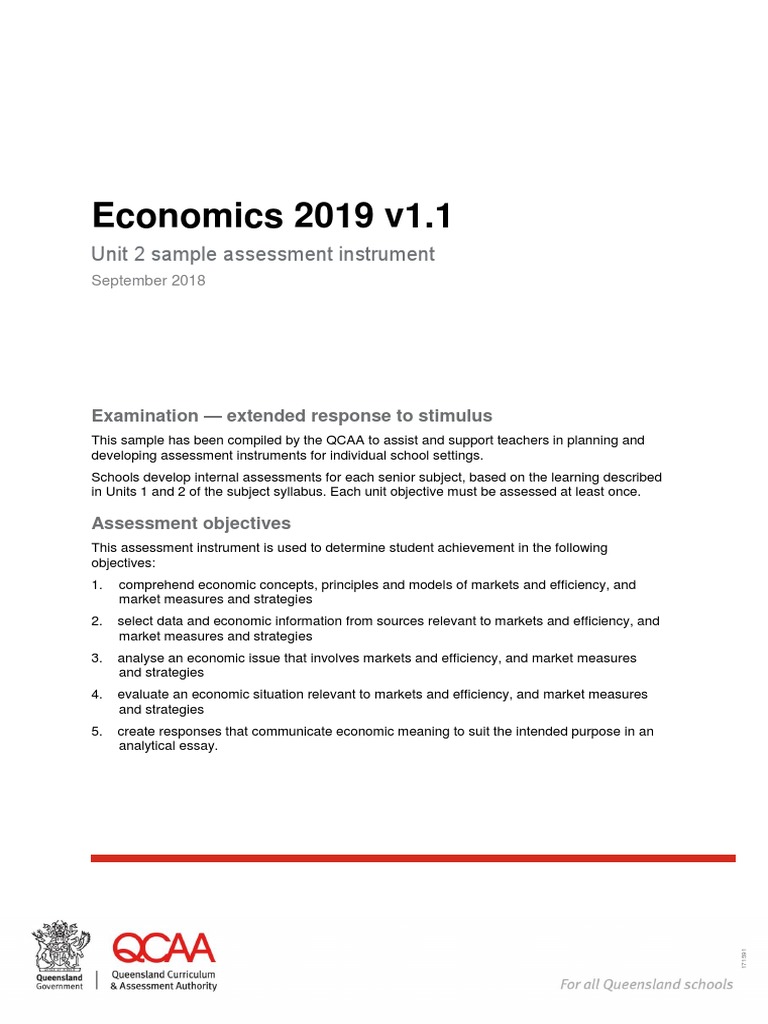 Economics 2019 v1.1: Unit 2 Sample Assessment Instrument | PDF ...