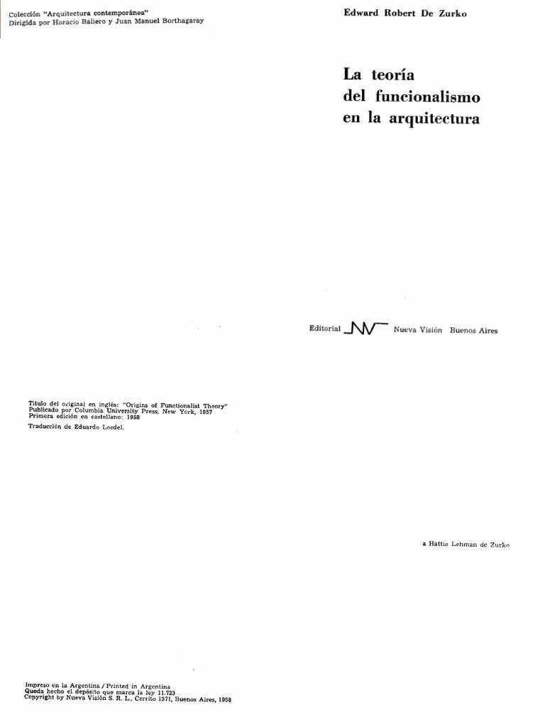 (De Zurko) La Teoría Del Funcionalismo | PDF