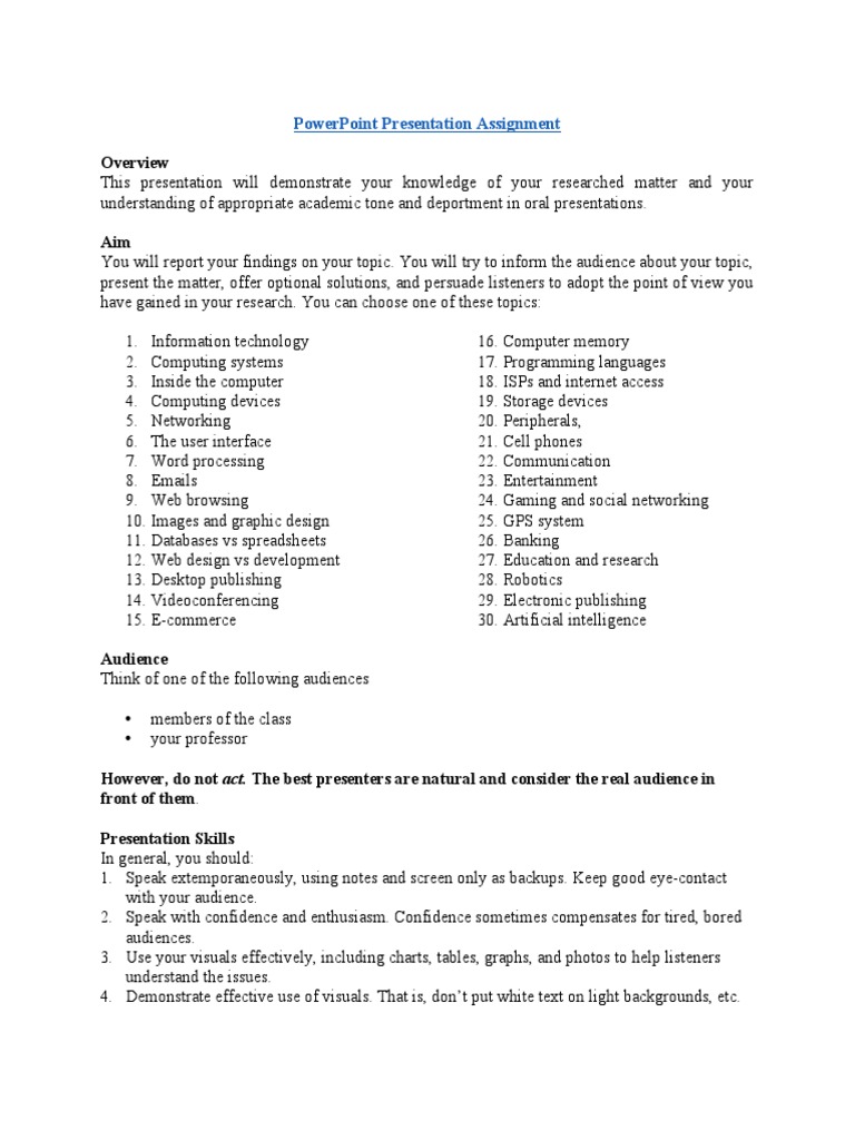 Powerpoint Presentation Assignment | PDF | Internet & Web | World Wide Web