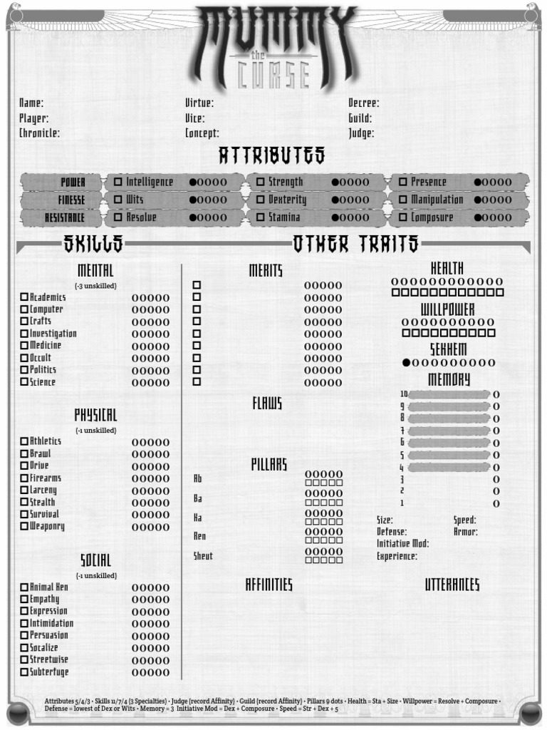 A Chronicle of Talents: A Character Sheet for Tracking Attributes ...