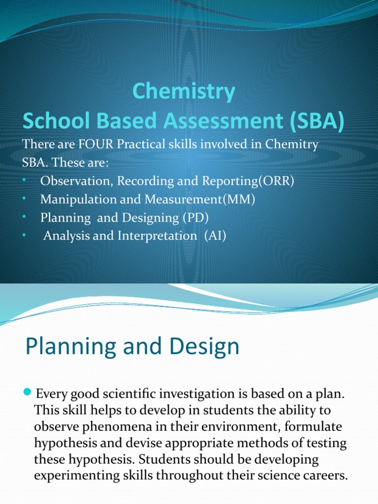 Chemistry School Based Assessment (SBA) | PDF | Experiment | Hypothesis