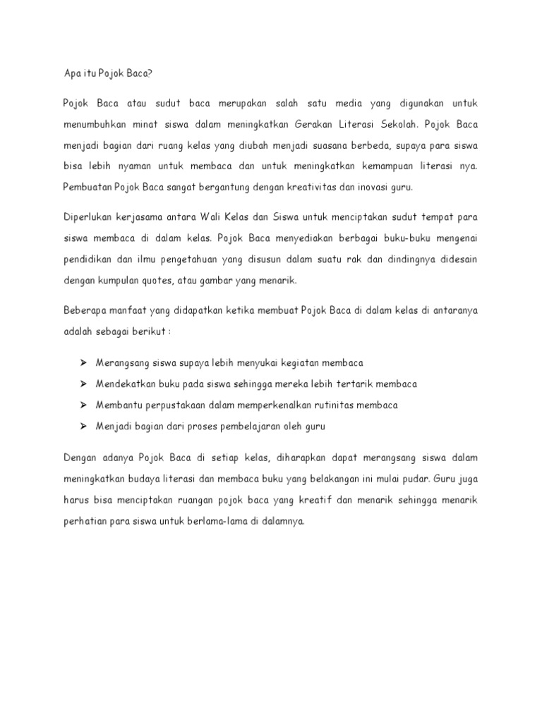 Pojok Baca | PDF