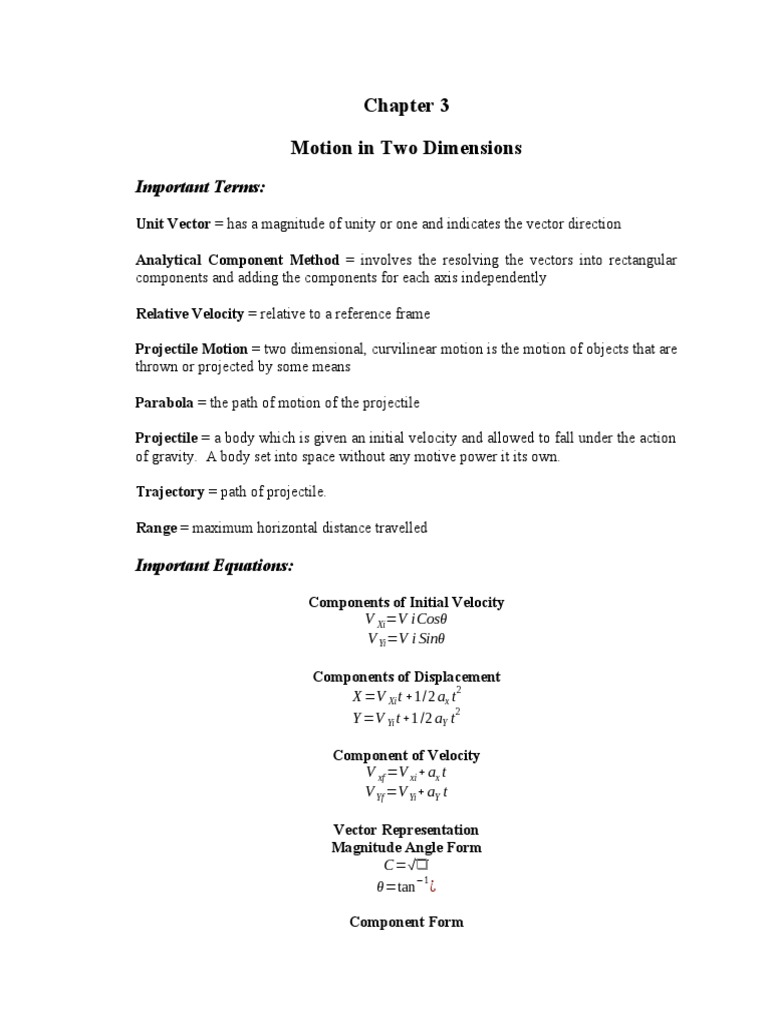 Motion in Two Dimensions: Important Terms | PDF | Euclidean Vector | Classical Mechanics