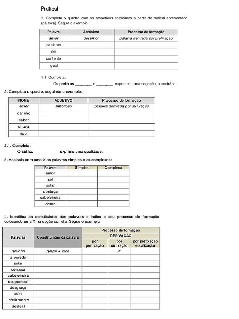 Ficha Prefixos e Sufixos | PDF