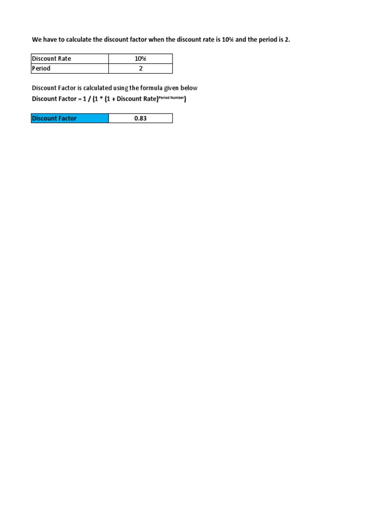 Discount Rate 10% Period 2 Discount Factor Is Calculated Using The ...