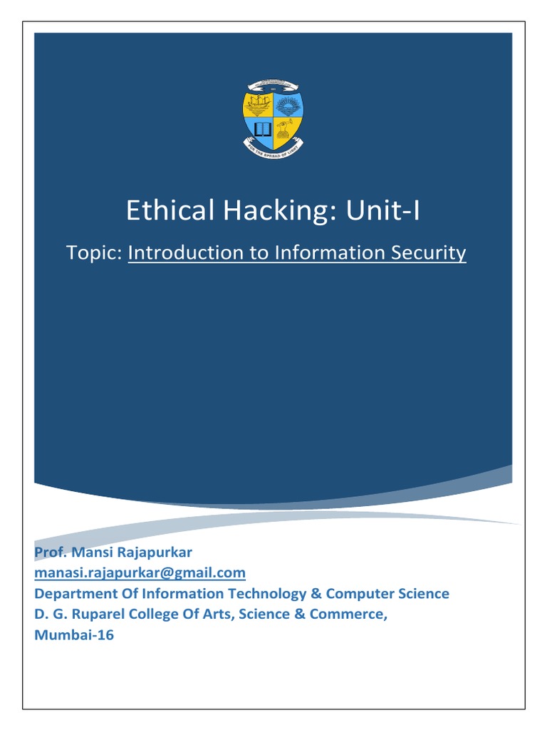 TYCS SEM - 6 P - 5 ETHICAL HACKING UNIT - 1 Introduction To Information Security | PDF | Malware ...