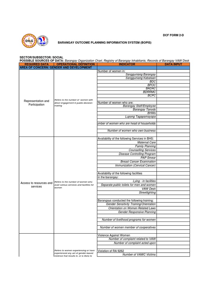 1.8 Annex 4 Bopis DCF Form 2 D 1 | PDF | Violence | Violence Against Women