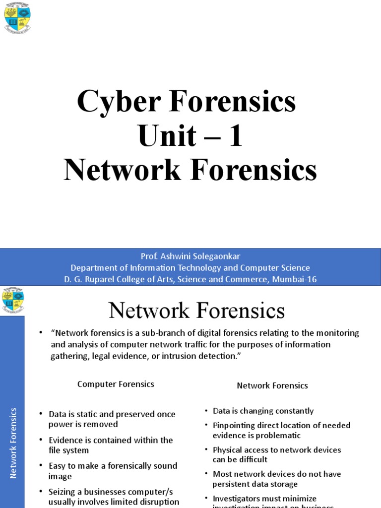 Cyber Forensics Unit 1 Network Forensics Pdf Computer Forensics Computer Network