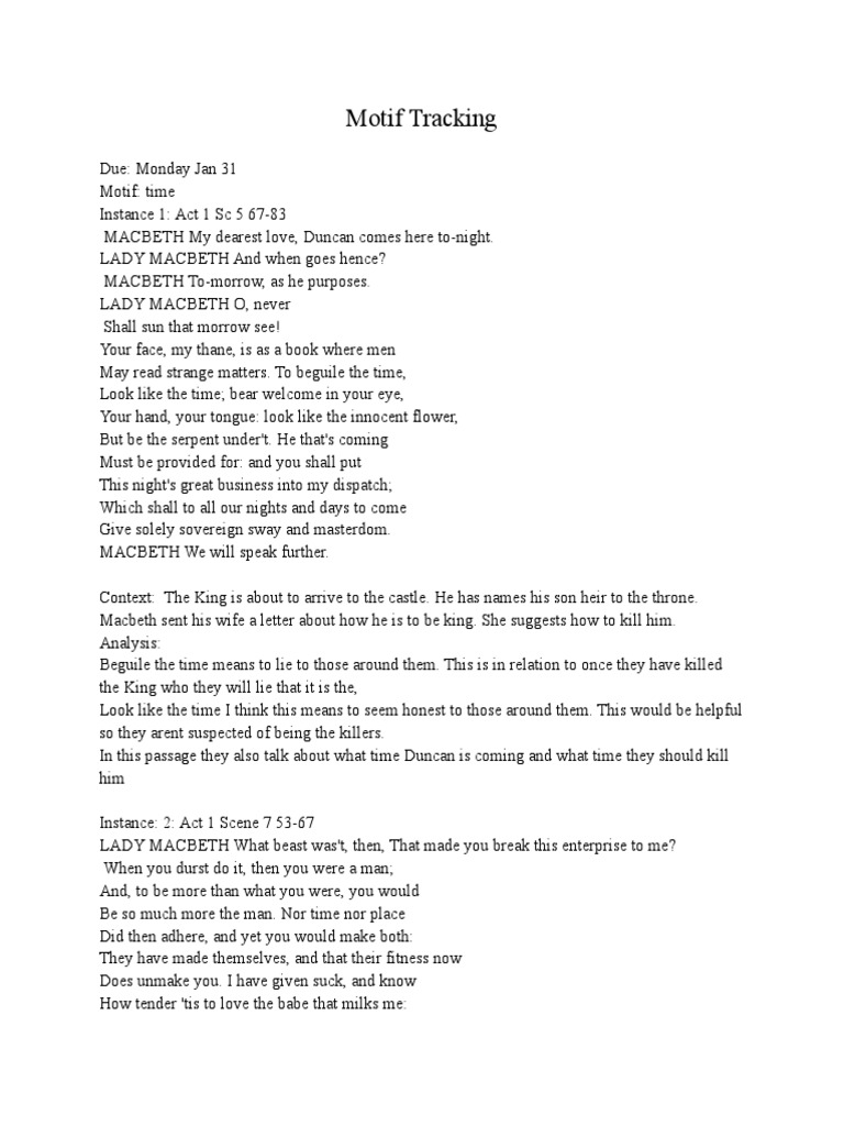 Macbeth Motif Tracking | PDF | Macbeth