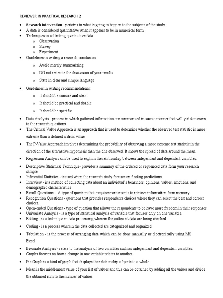 Reviewer in Practical Research 2 | PDF | Statistics | Statistical Analysis