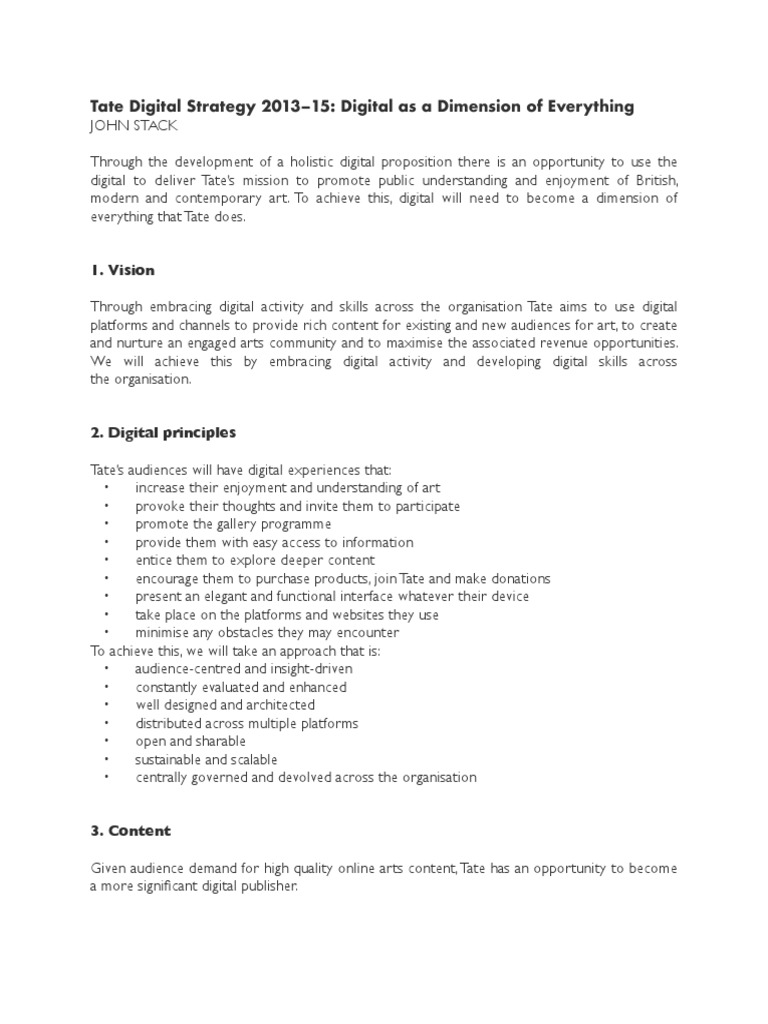 Tate Digital Strategy 2013-15 | PDF | Popular Culture & Media Studies ...
