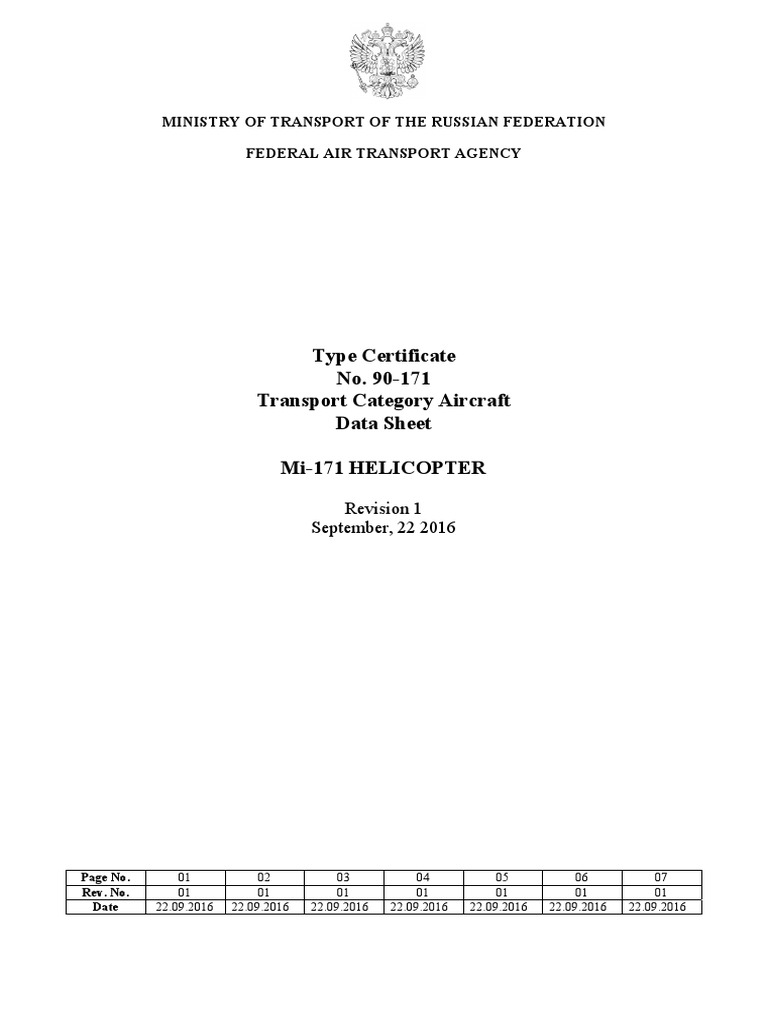 Type Certificate No. 90-171 Transport Category Aircraft Data Sheet Мi ...