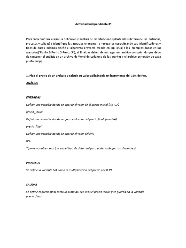 Taller 2 Algoritmos | PDF | Variable (informática) | Interés