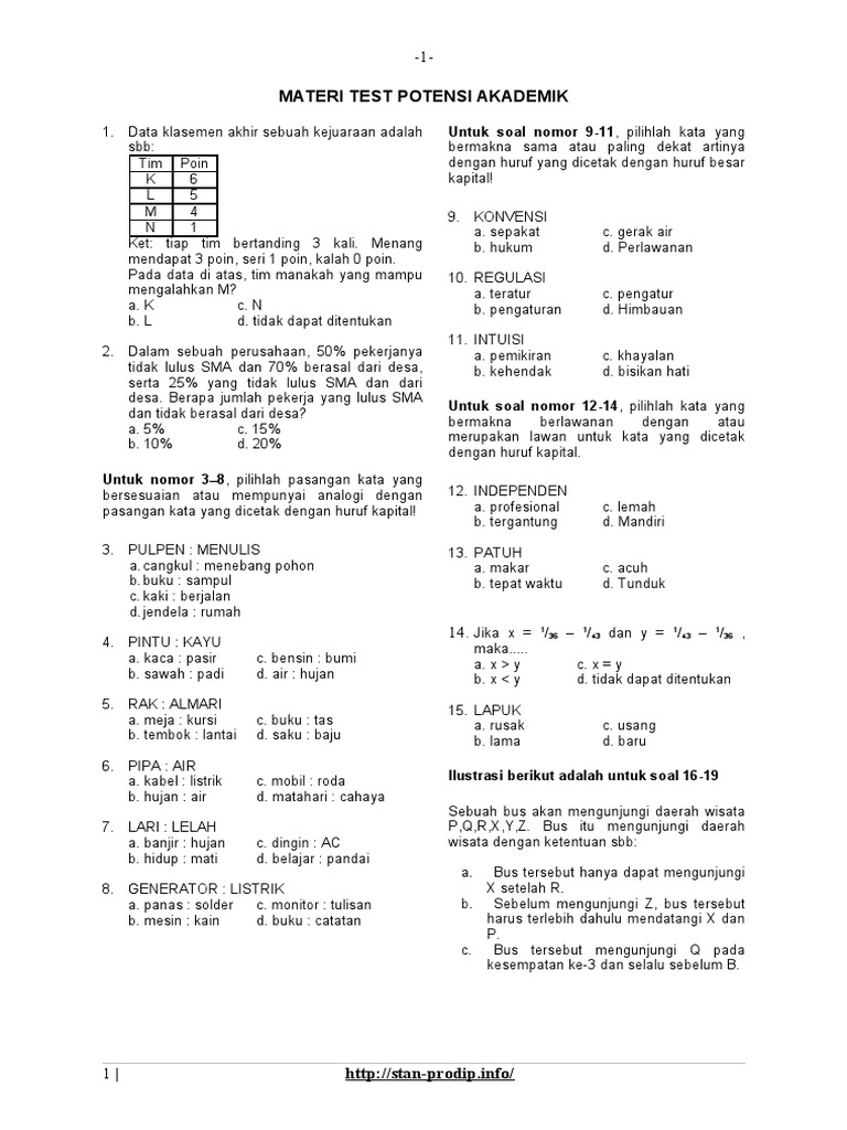 Materi Test Potensi Akademik 2 | PDF