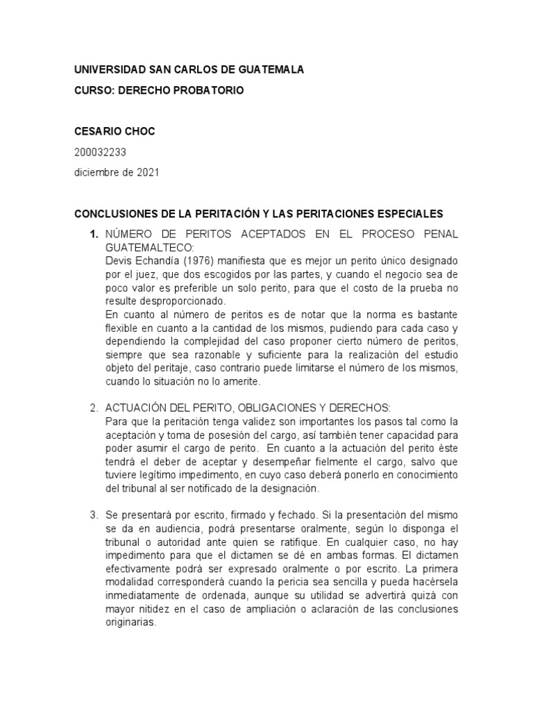 La Peritación y Las Peritaciones Especiales | PDF
