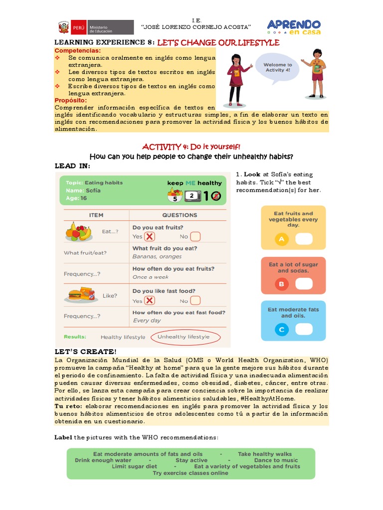 Promueve Hábitos Saludables en Inglés | PDF | Ciencias de la Salud
