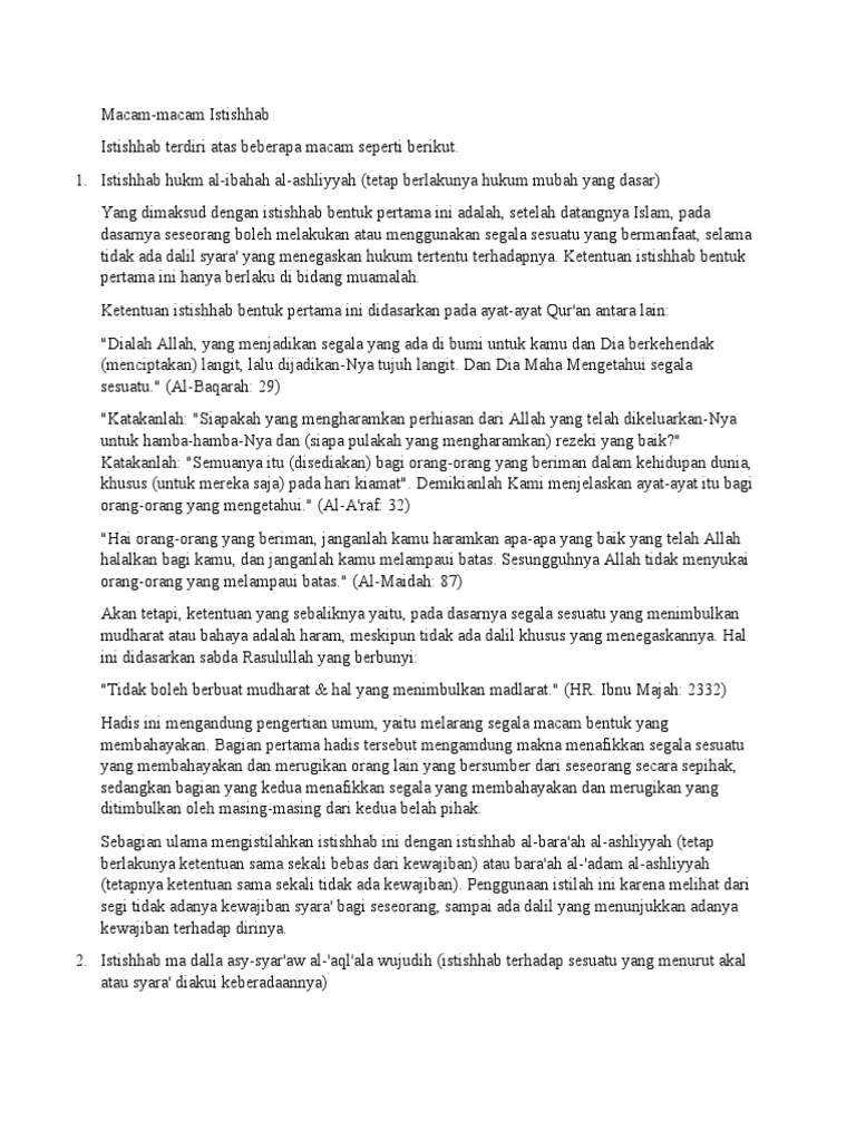Macam-Macam Istishab | PDF