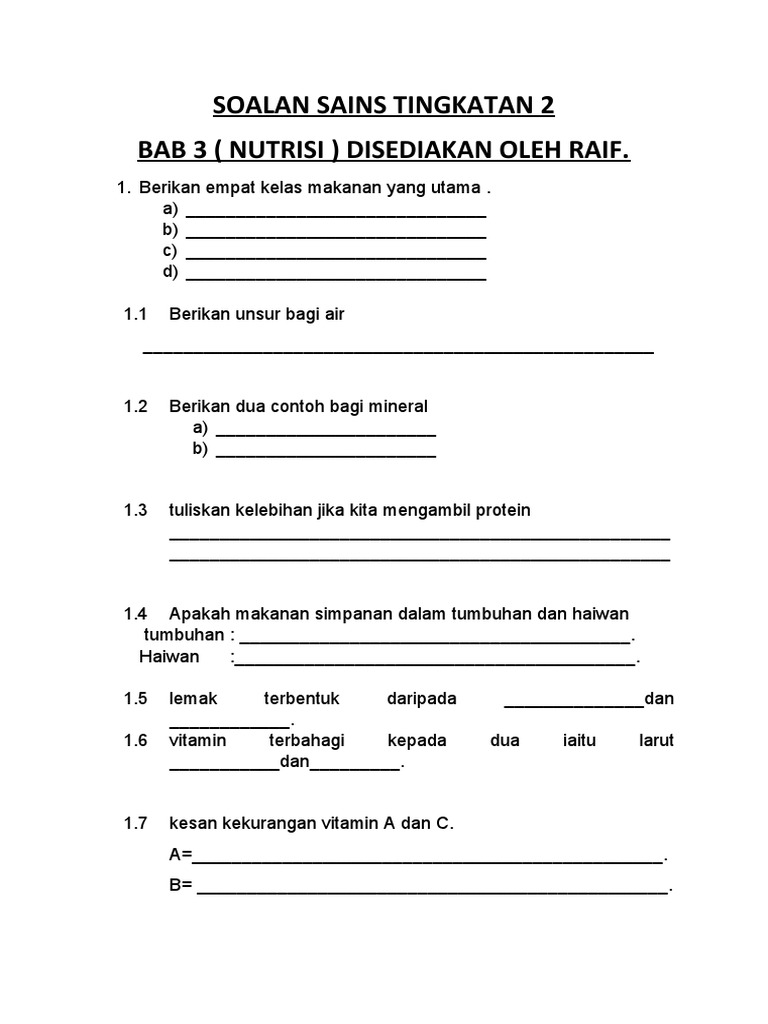 Soalan Sains Tingkatan 2 Pdf