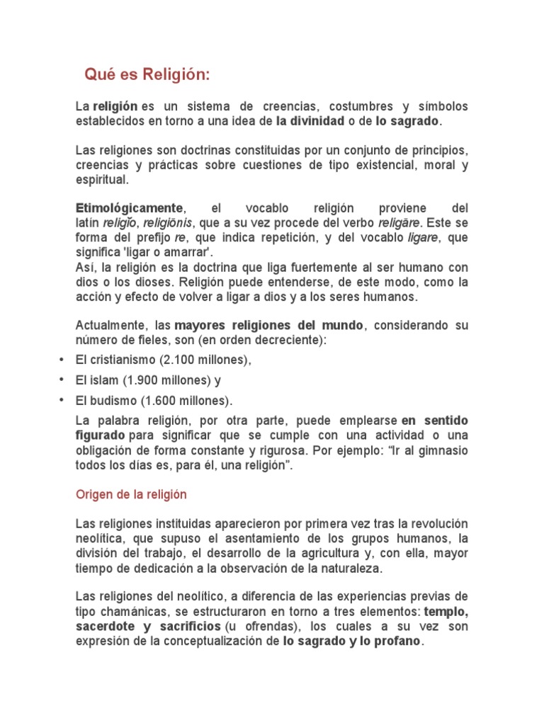 Definición y Funciones de la Religión | PDF | Politeísmo | Monoteísmo