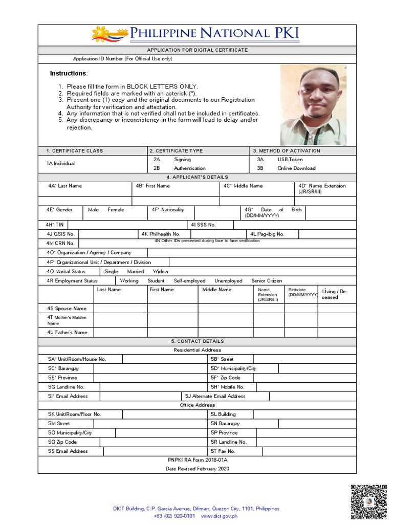 PNPKI Individual Certificate Application Form Fillable v2.4 4 | PDF ...