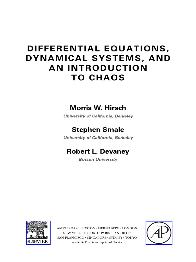 Differentialequations, Dynamicalsystems, and Anintroduction Tochaos ...