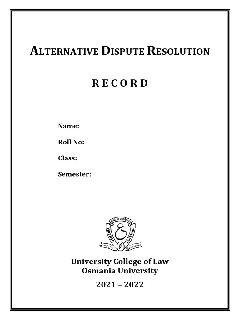ADR Record - Template - OU LAW (2021) | PDF | Arbitration | Alternative Dispute Resolution