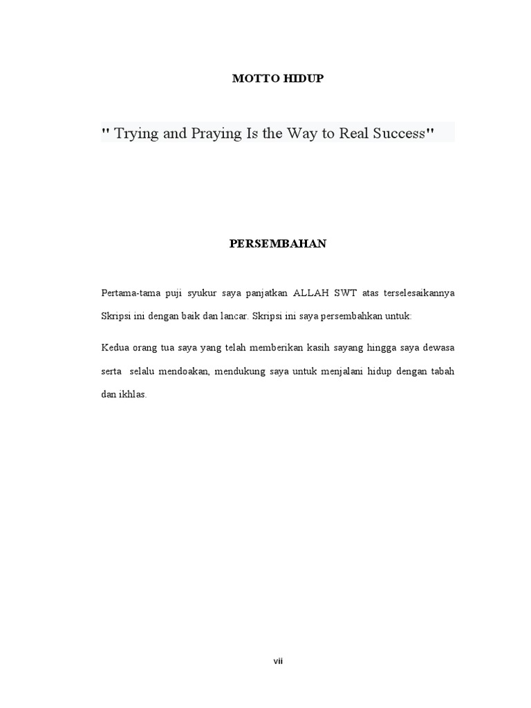 Motto Hidup & Persembahan | PDF