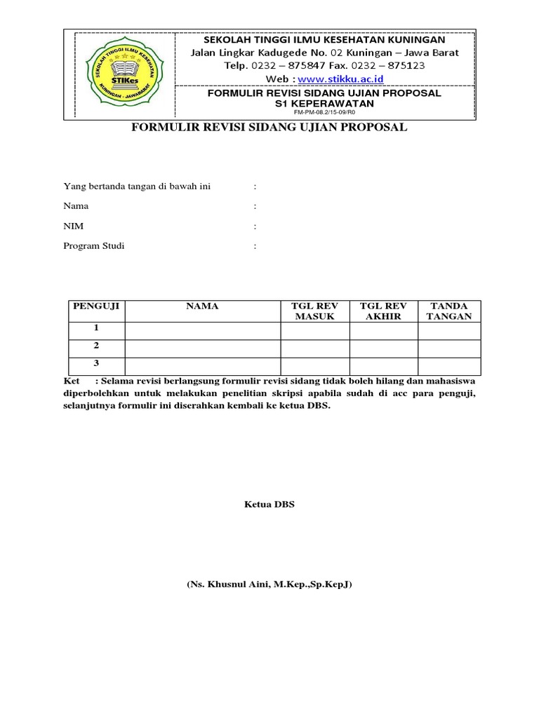 Form Revisi Sidang Proposal | PDF