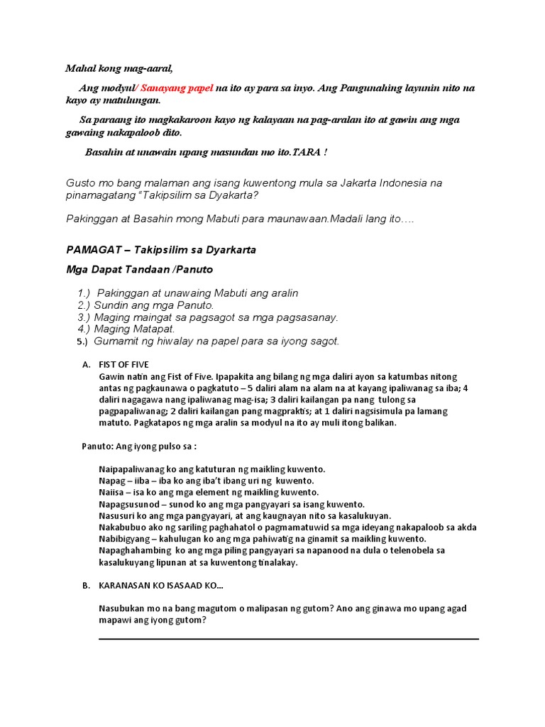 Takipsilim Sa Dyakarta | PDF