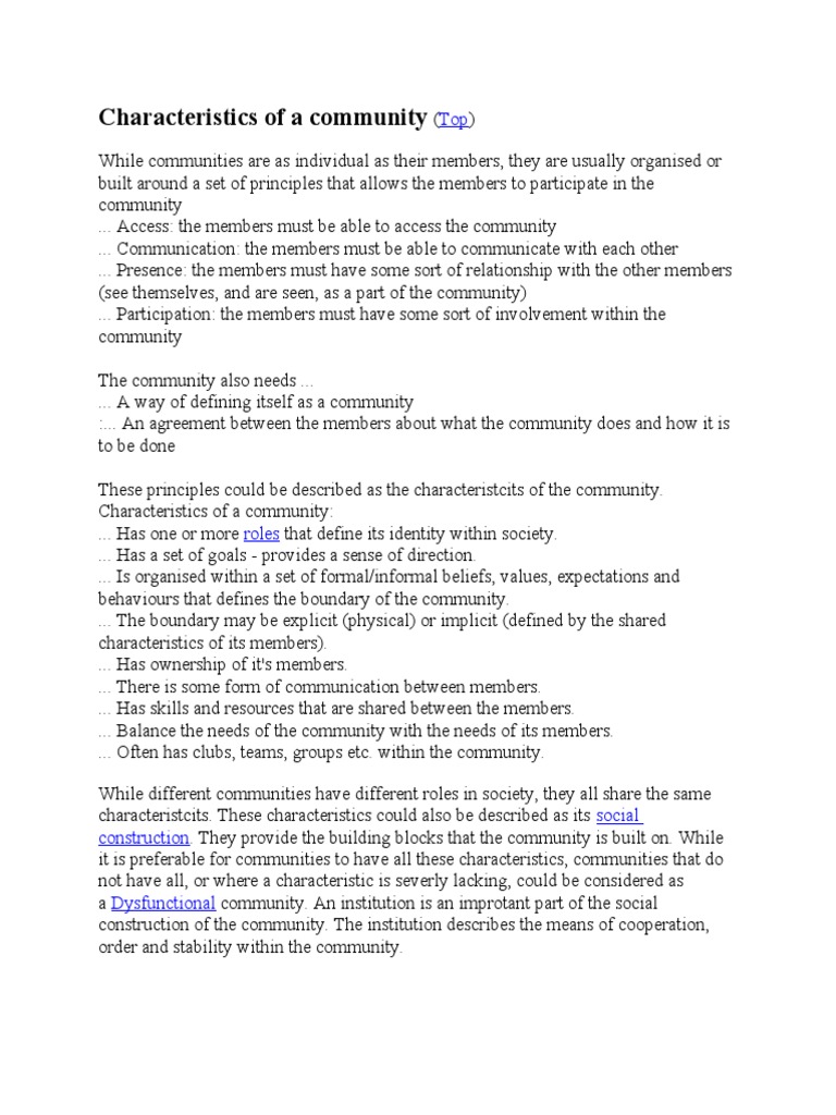 Characteristics of A Community | PDF | Institution | Community