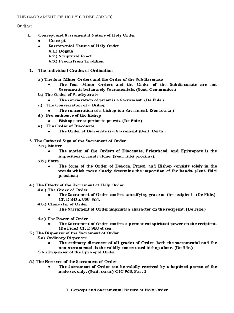 The Sacrament of Holy Order | PDF | Bishop | Eucharist