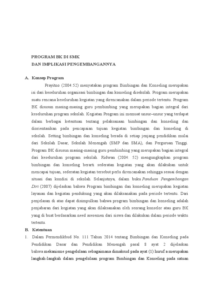 Program BK Di SMK | PDF