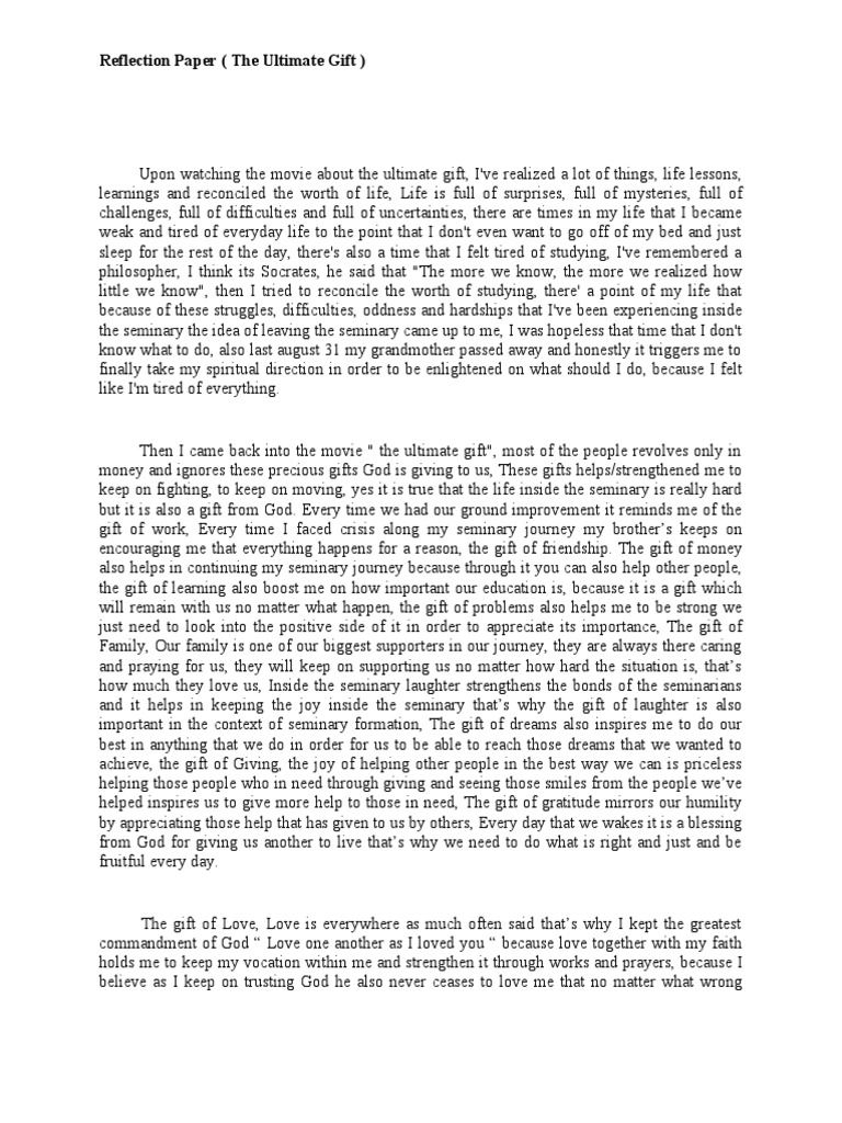 Ultimate Gift Reflection-Patricio | PDF | Love