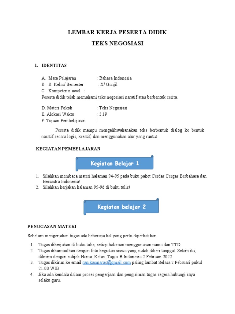 Teks Negosiasi: Panduan Belajar Kelas X | PDF