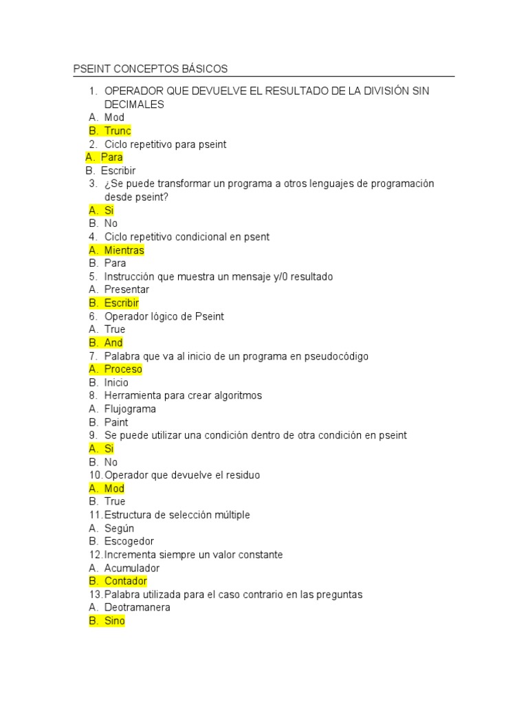Pseint Conceptos Básicos | PDF | Algoritmos | Lenguaje de programación