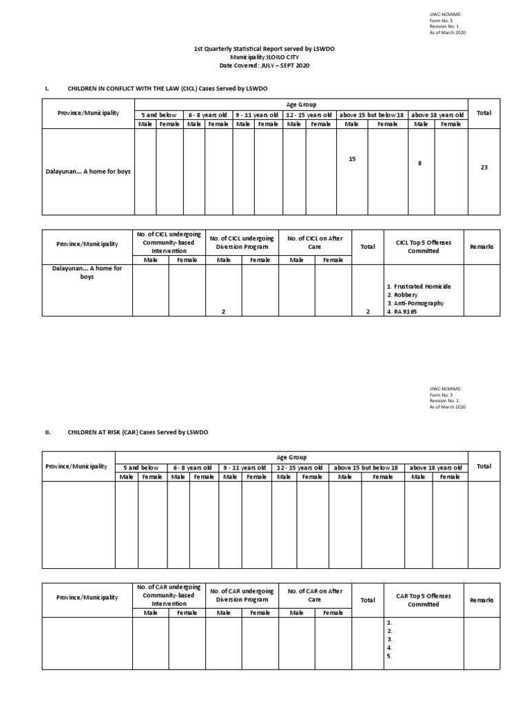 LGUs Statistical Report Template | PDF | Crimes | Crime & Violence