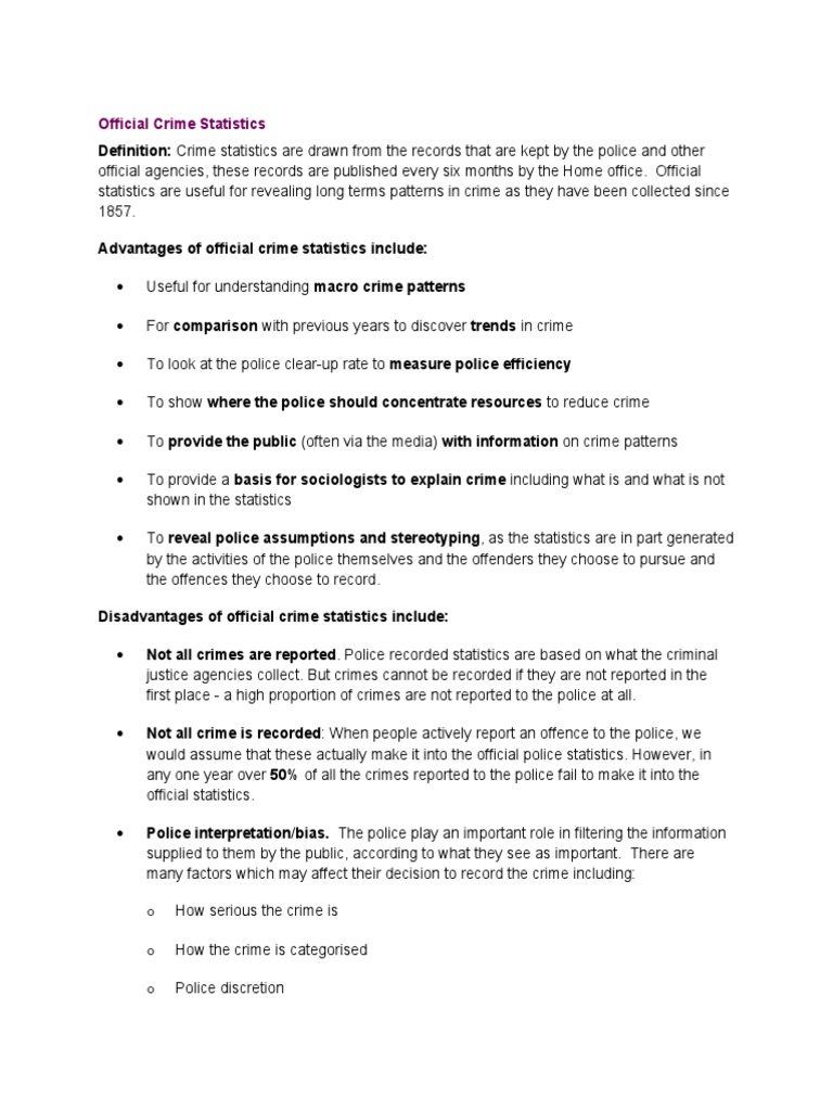 Official Crime Statistics | PDF | Crime & Violence | Crimes