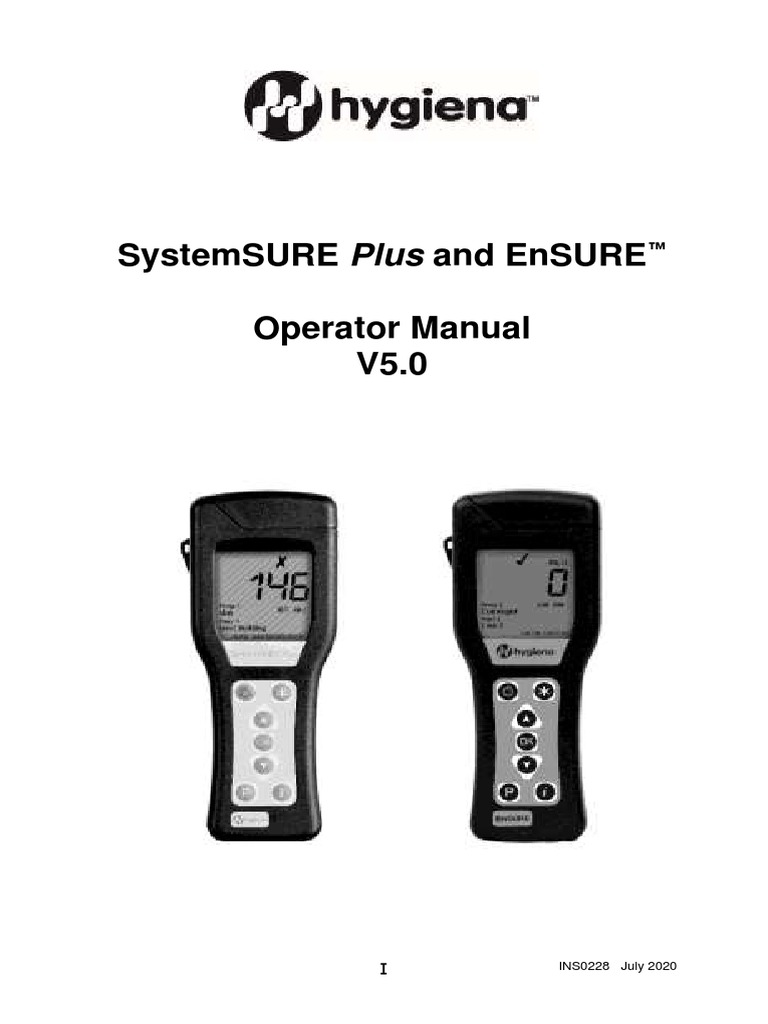 Systemsure Plus and Ensure Operator Manual V5.0: Ins0228 July 2020 ...