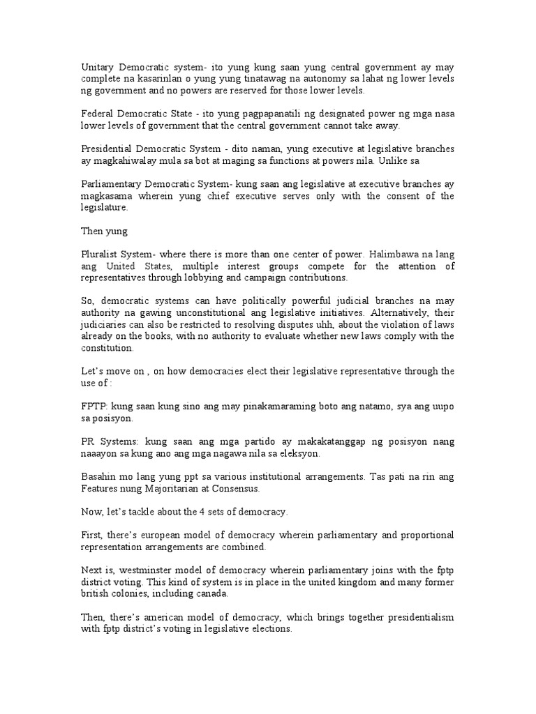 Overview of Democratic Systems and Models | PDF | Democracy | Political ...