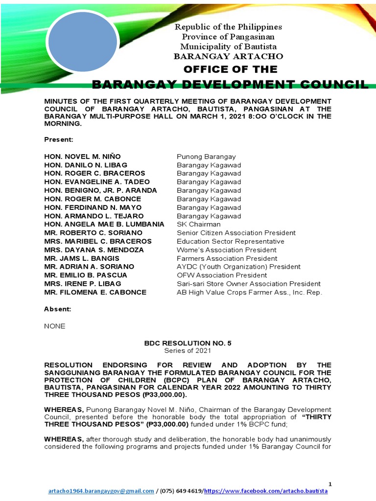 BDC Resolution #5 BCPC Plan 2022 | PDF | Economy Of The Philippines ...