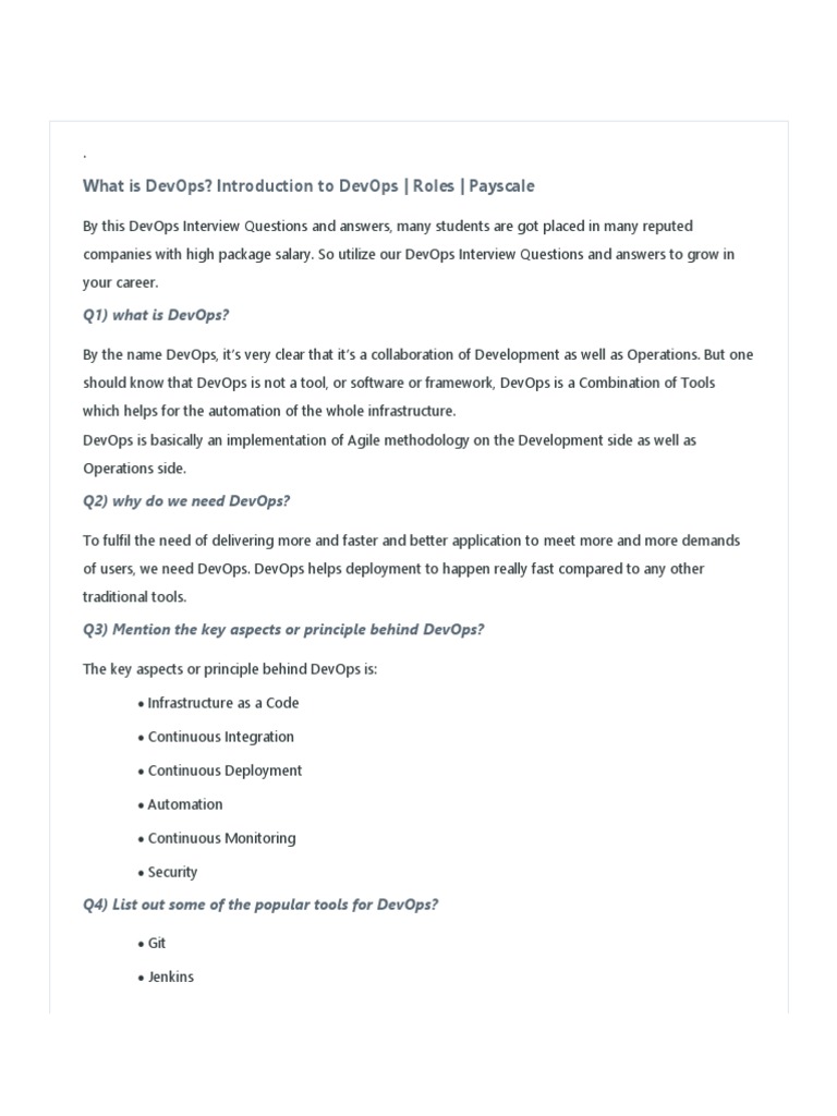 DevOps Interview Questions & Answers Guide | PDF | Version Control | Cloud Computing