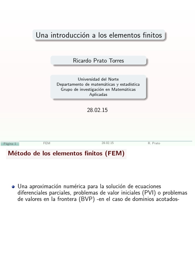 Introducción al Método de Elementos Finitos | PDF | Método de elementos ...