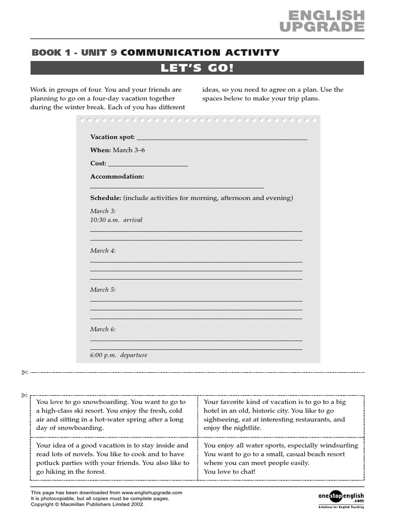 Let'S Go!: Book 1 - Unit 9 | PDF | Hospitality Industry | Tourism