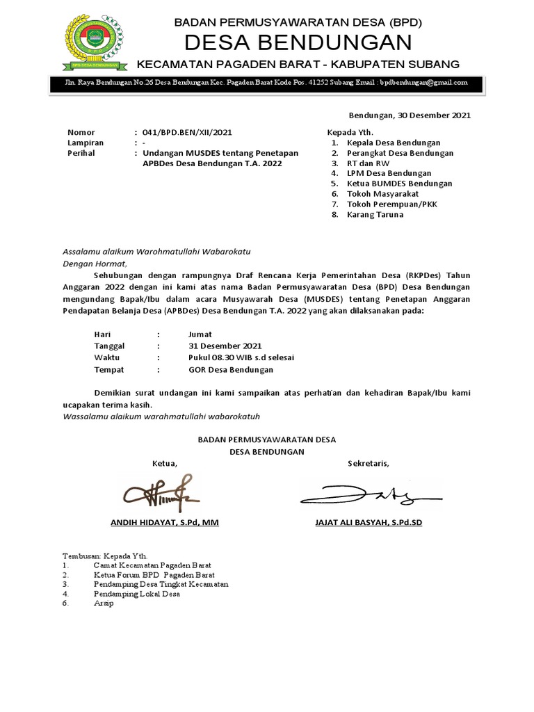 Surat Undangan BPD | PDF