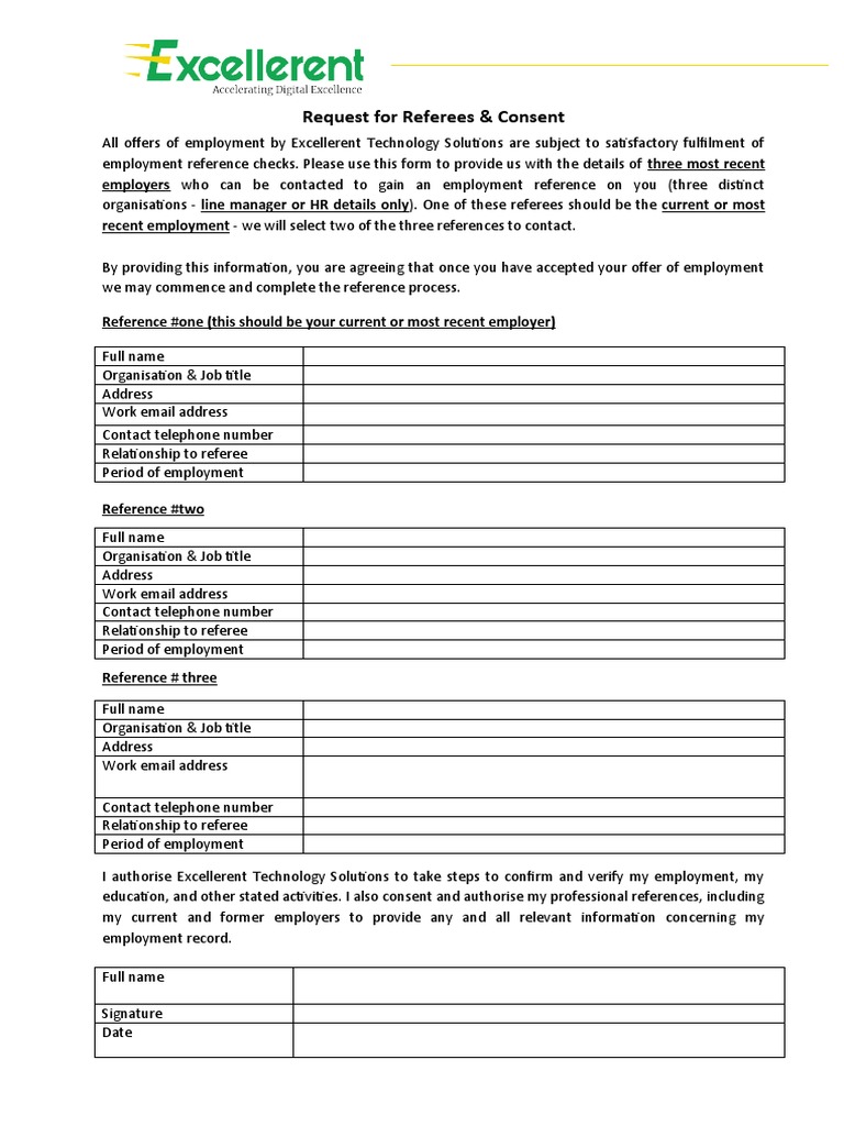 Request For Referees & Consent | PDF